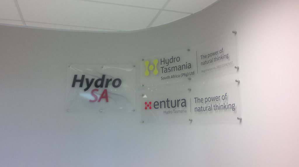 Hydro SA - Clear Perspex mounted on stainless spacers | Afrisign ...